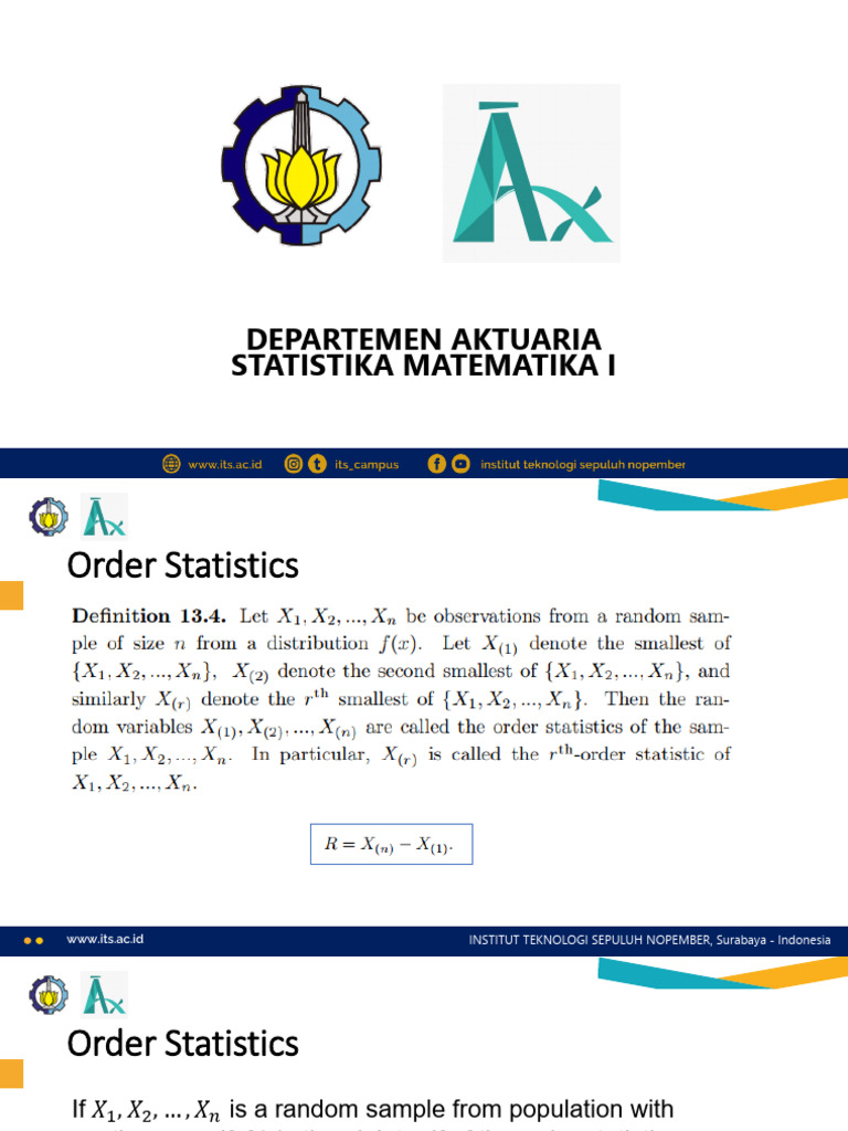 Statmat 4 Order Statistics 22 Pdf Probability Distribution