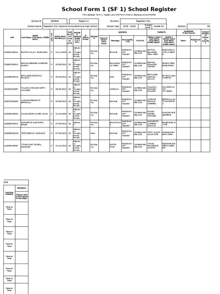 Sf1 - 2025 - Grade 10 (Year IV) - Eagle | PDF