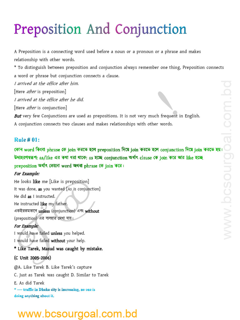 Understanding Prepositions vs. Conjunctions | PDF | Linguistic Typology ...