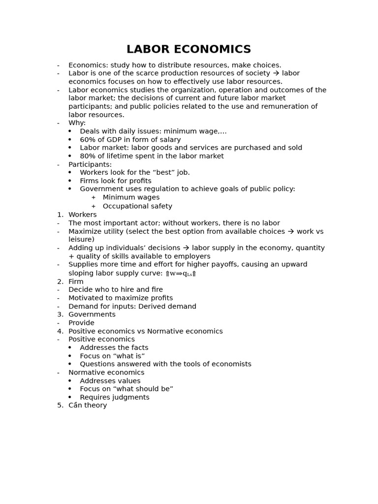 Labor Economics | PDF | Labour Economics | Economics