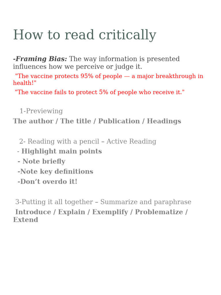 How To Read Critically | PDF