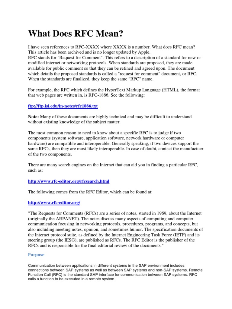 What Does RFC Mean | Networking Standards | Computer Data