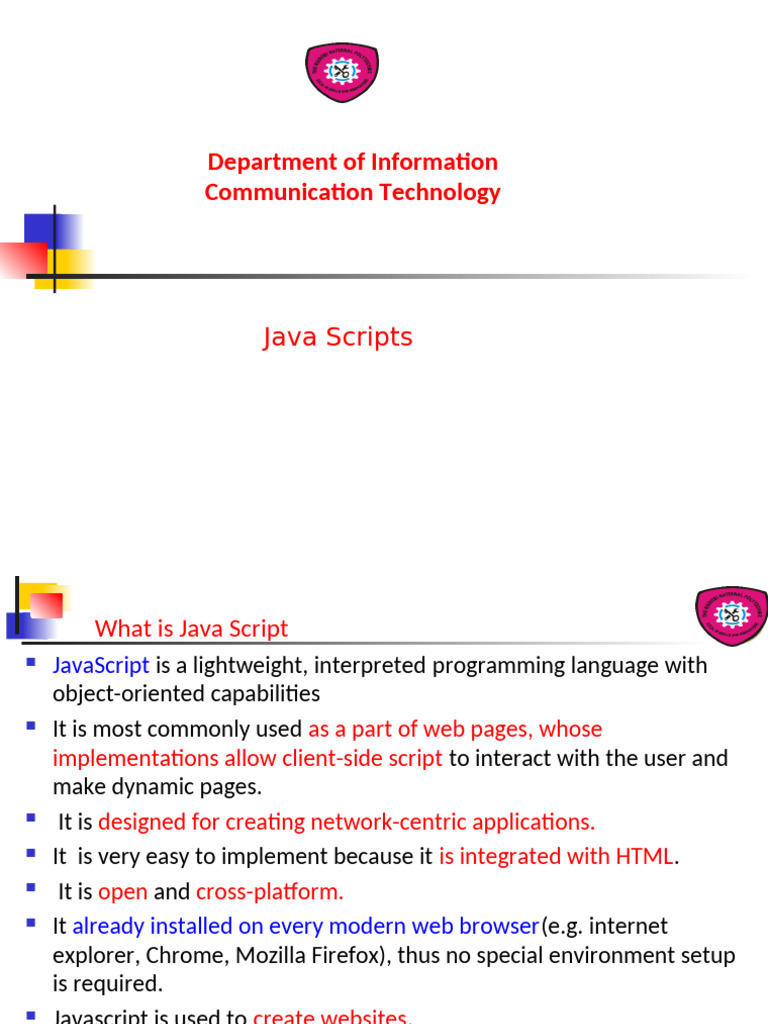 Introduction to JavaScript Programming | PDF | Java Script | Dynamic ...
