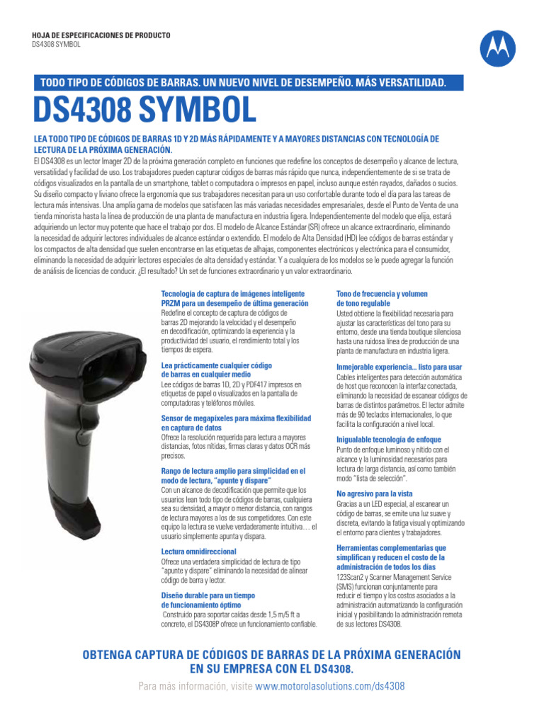 QR ds4308 Motorola | PDF | Código de barras