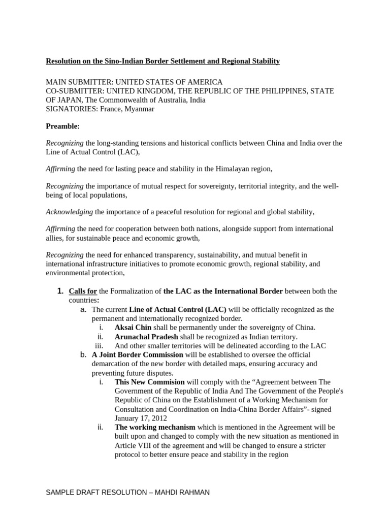 Sample - Draft Resolution, Unsc | PDF | Treaty | United Nations