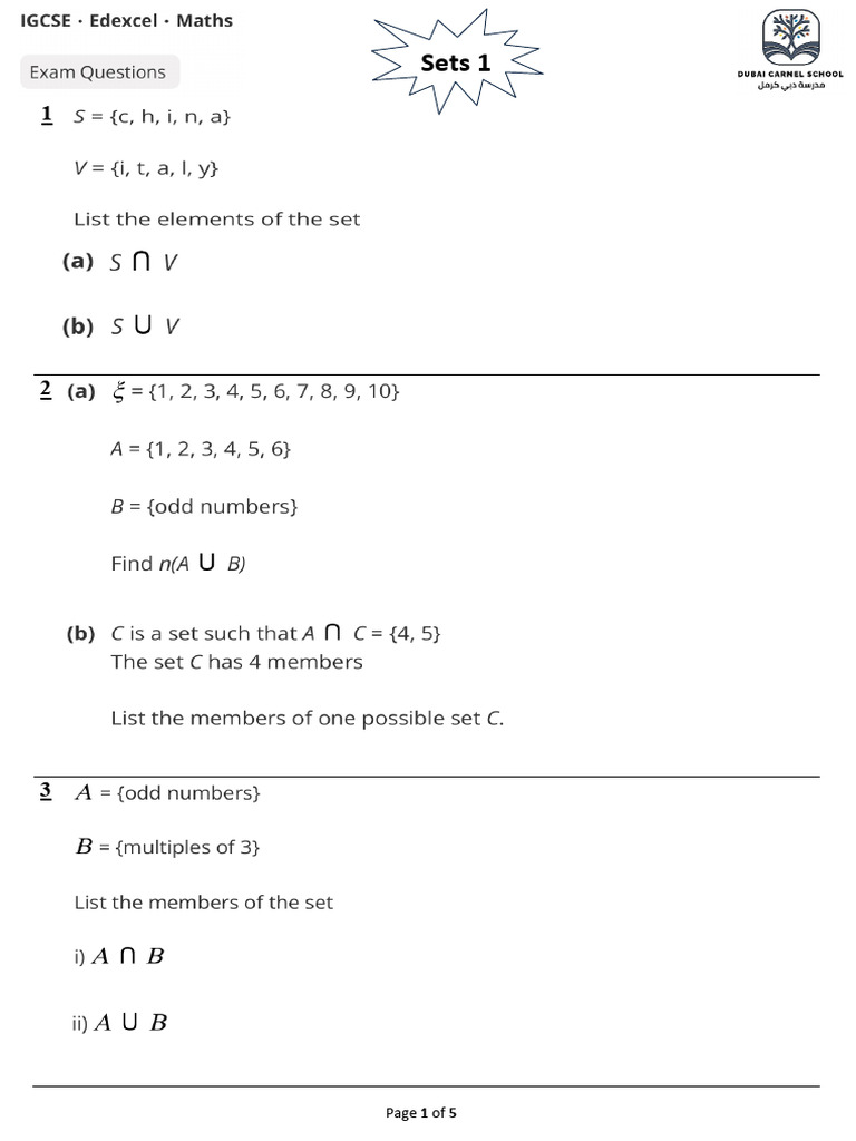 Sets 1 | PDF