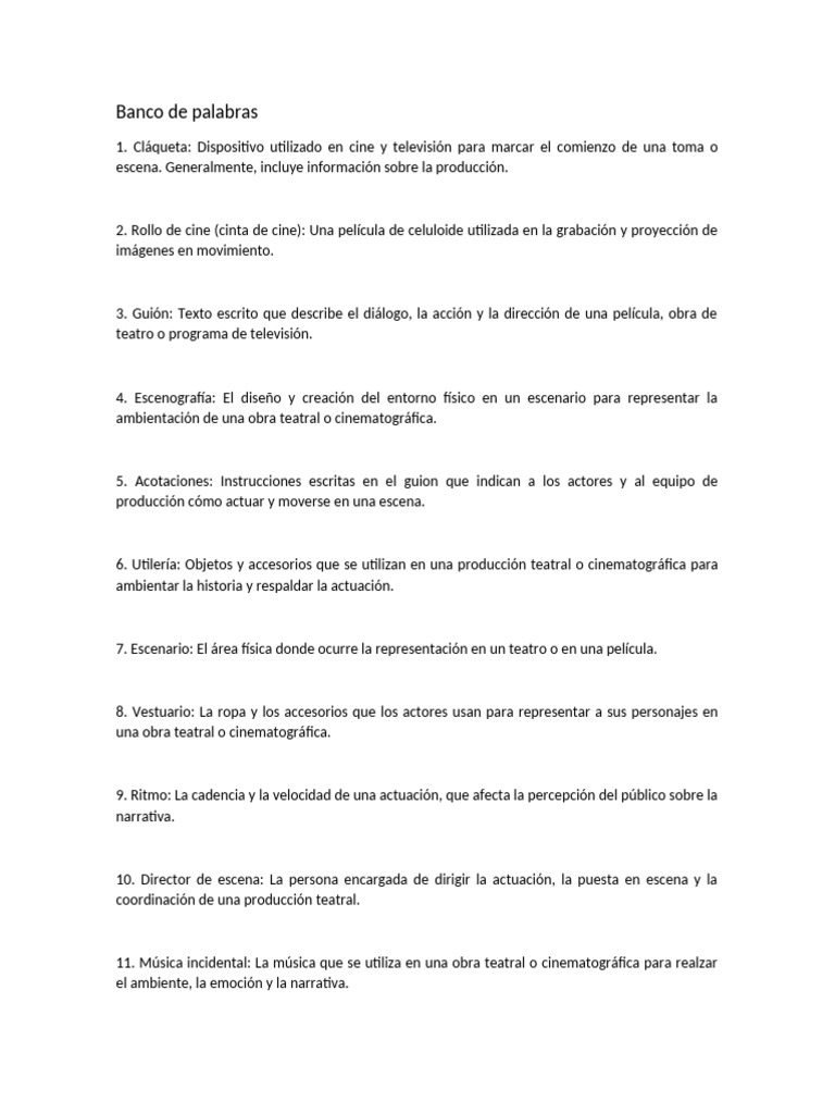 Banco de Palabras | PDF