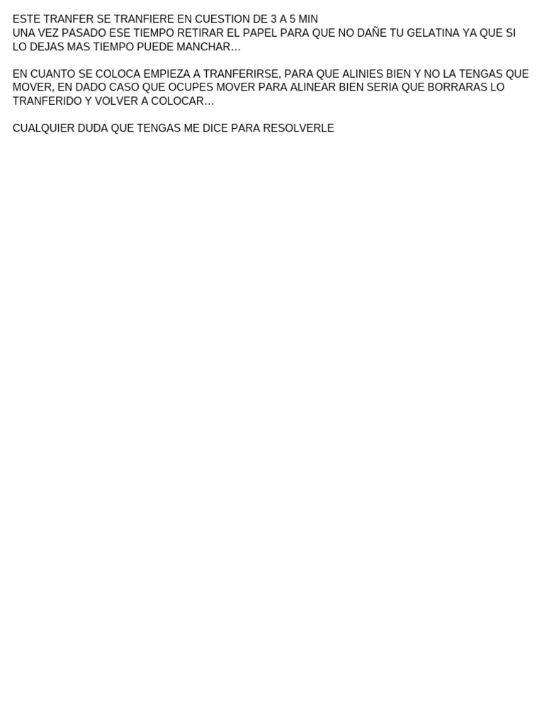 Indicaciones Tranfer | PDF