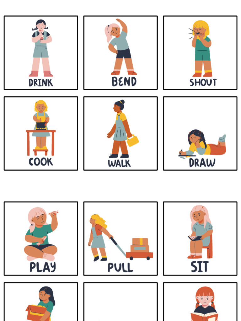 Colorful Verbs Flashcards | PDF