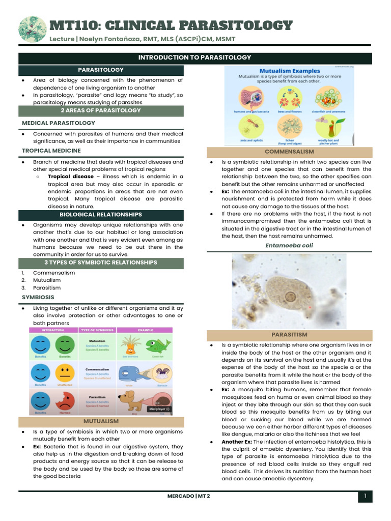 Clinical Parasitology Overview | PDF | Parasitism | Infection
