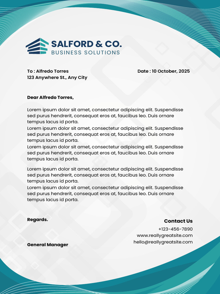 Blue and White Modern Corporate Business Latter | PDF