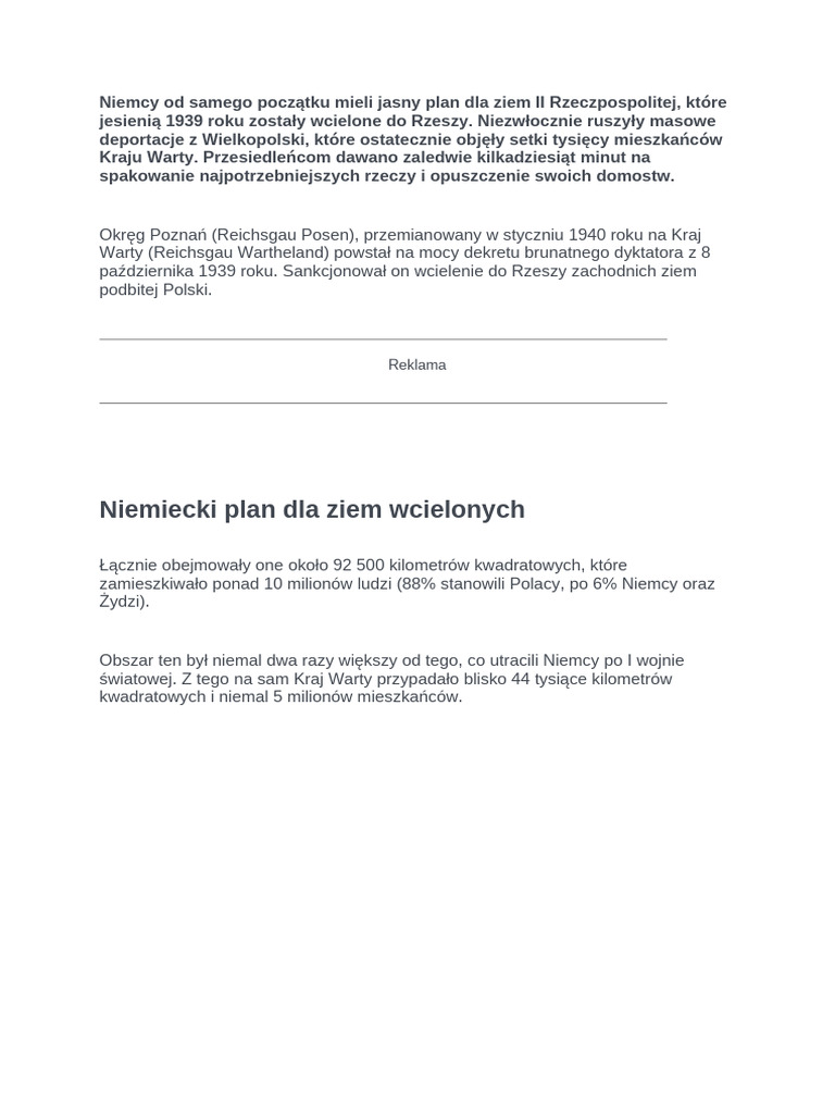 Niemiecki Plan Dla Ziem Wcielonych: Reklama | PDF