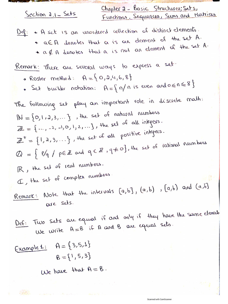 Section 2.1- Sets | PDF