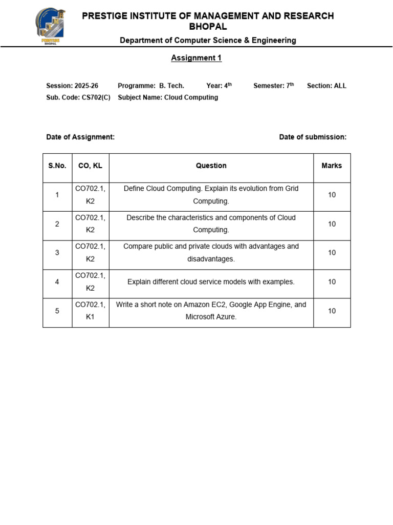 Cloud Computing Assignments | PDF | Cloud Computing | Virtualization
