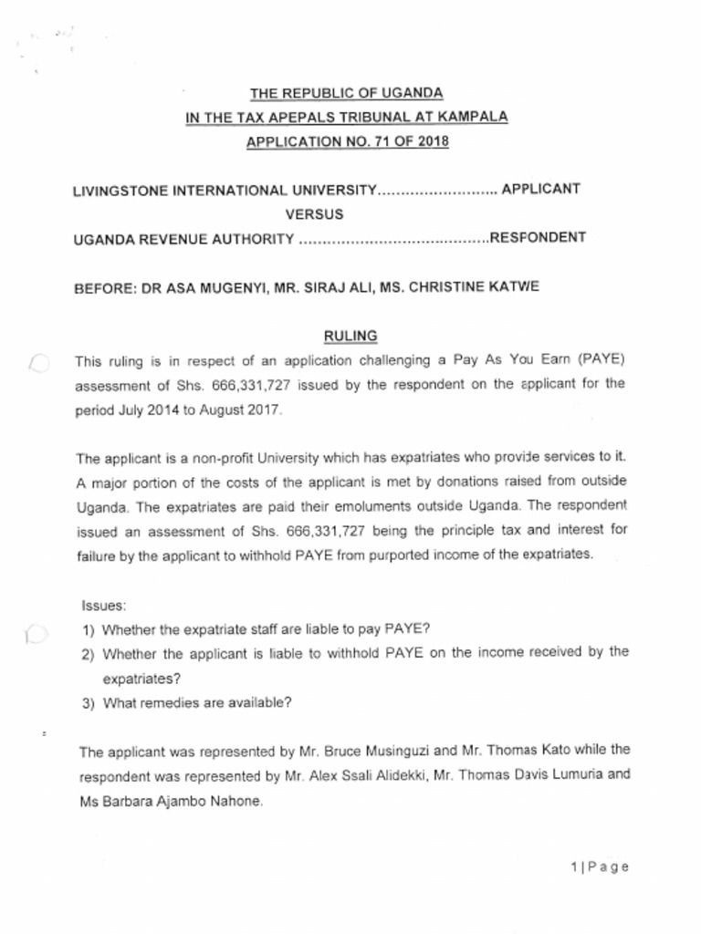 Livingstone VS Ura | PDF