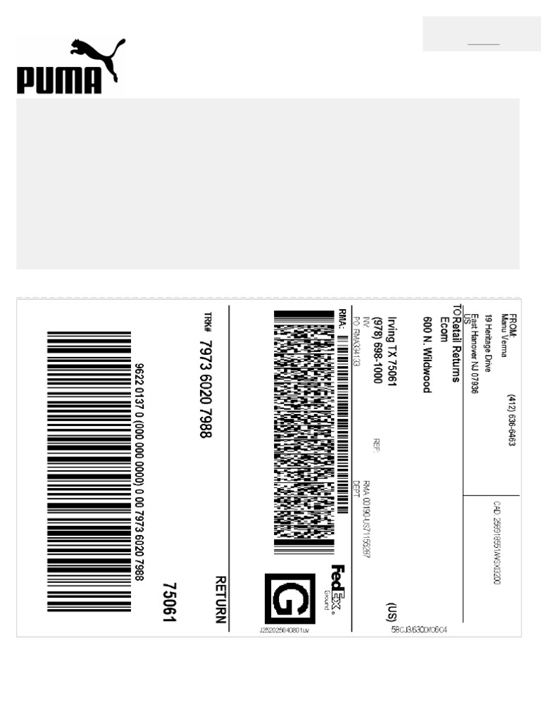 Puma Label 797360207988 | PDF