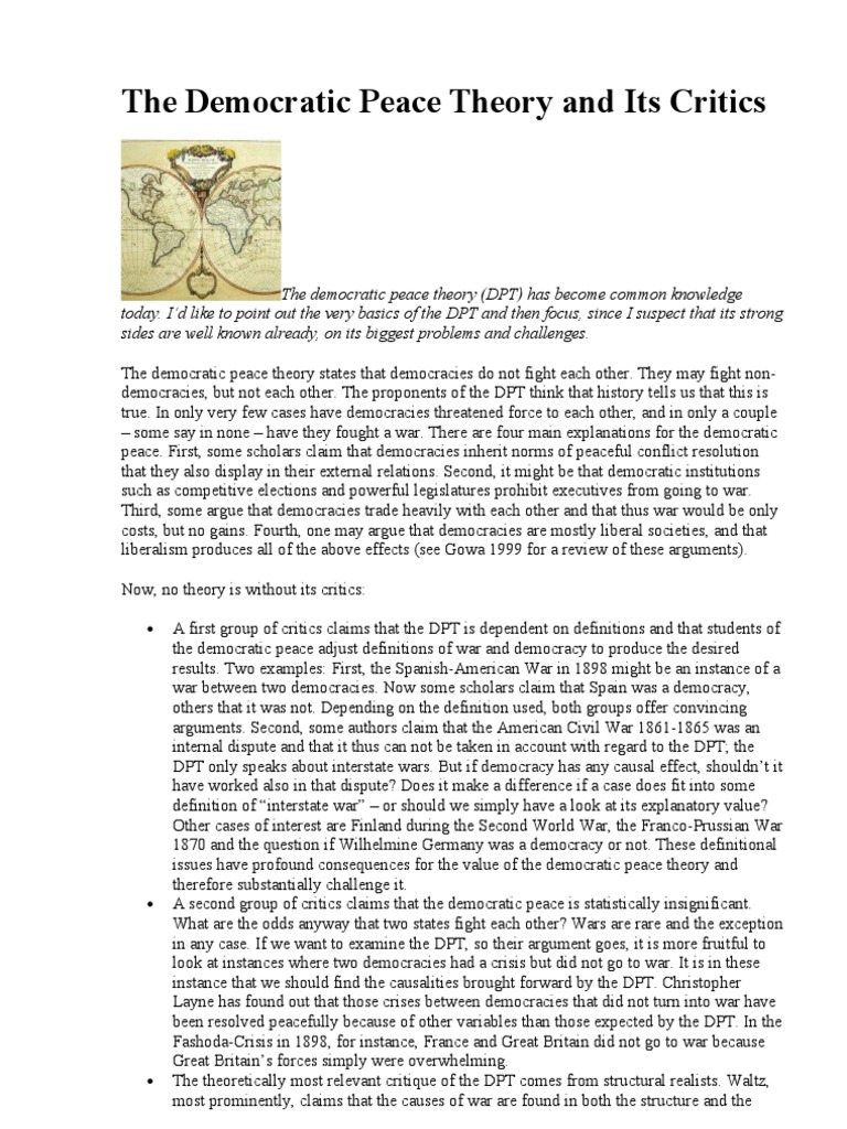 The Democratic Peace Theory and Its | PDF | Democracy | Political ...
