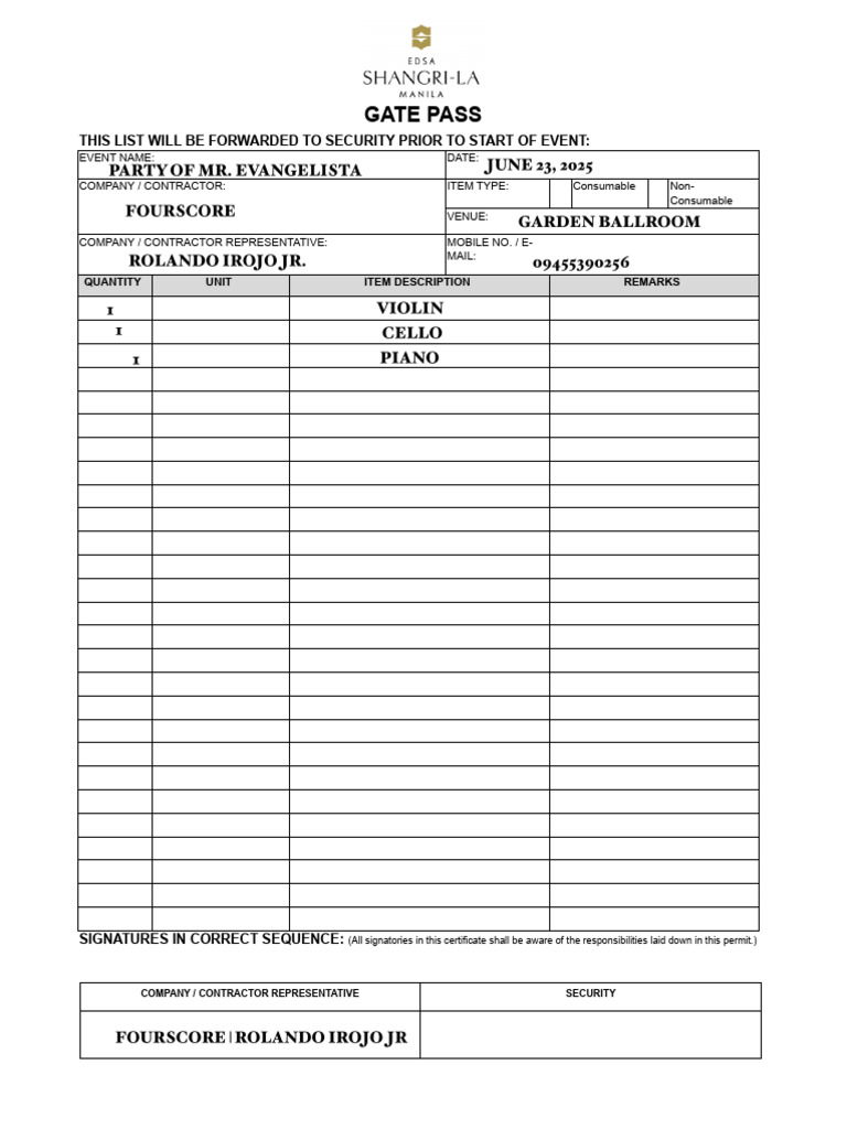 Event Gate Pass Template | PDF