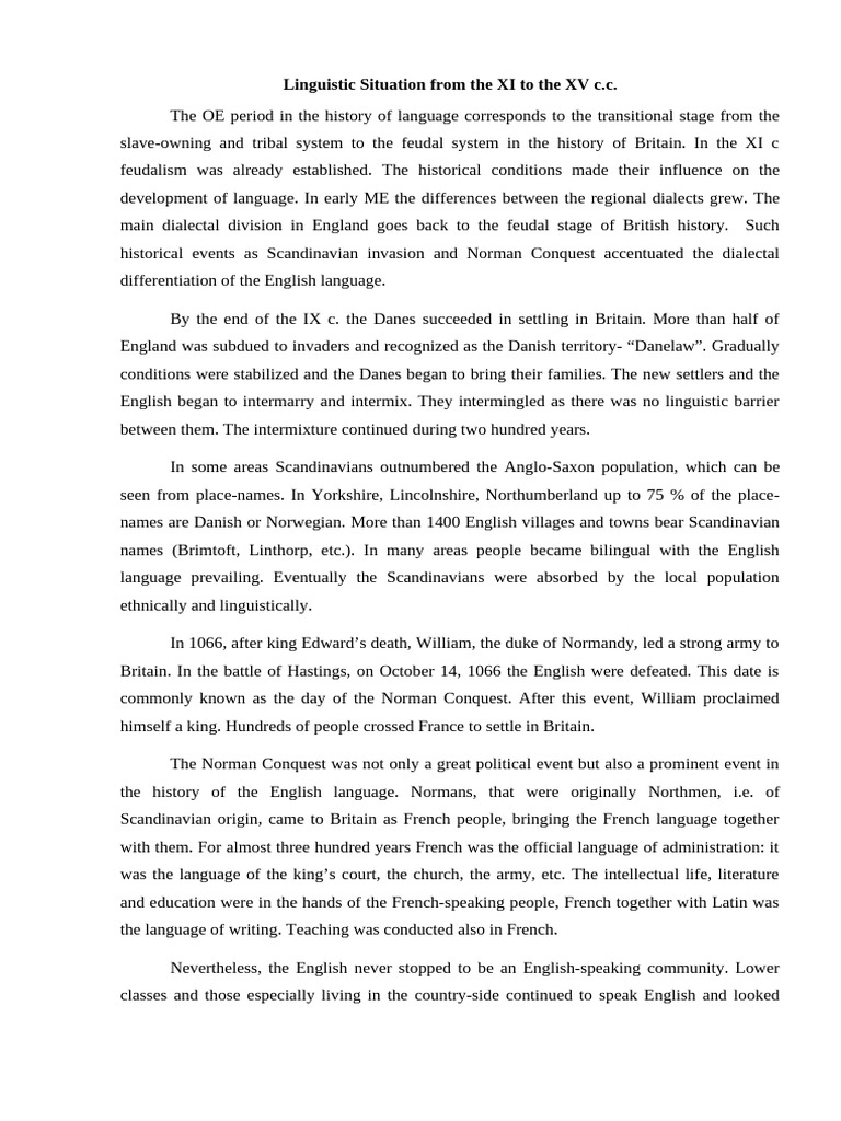 Lecture IX. Linguistic Situation From The XI Up To The XV C.C. | PDF ...