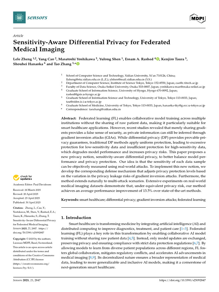 Sensitivity-Aware Differential Privacy in FL | PDF | Inverse Problem ...