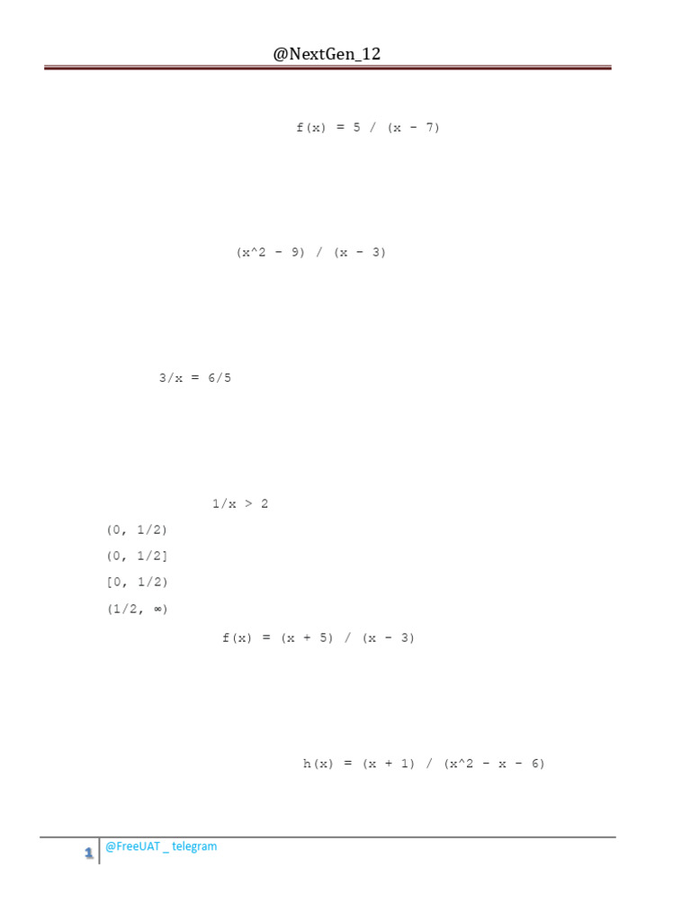 UAT Rational Functions 40 Challenges | PDF | Asymptote | Mathematics