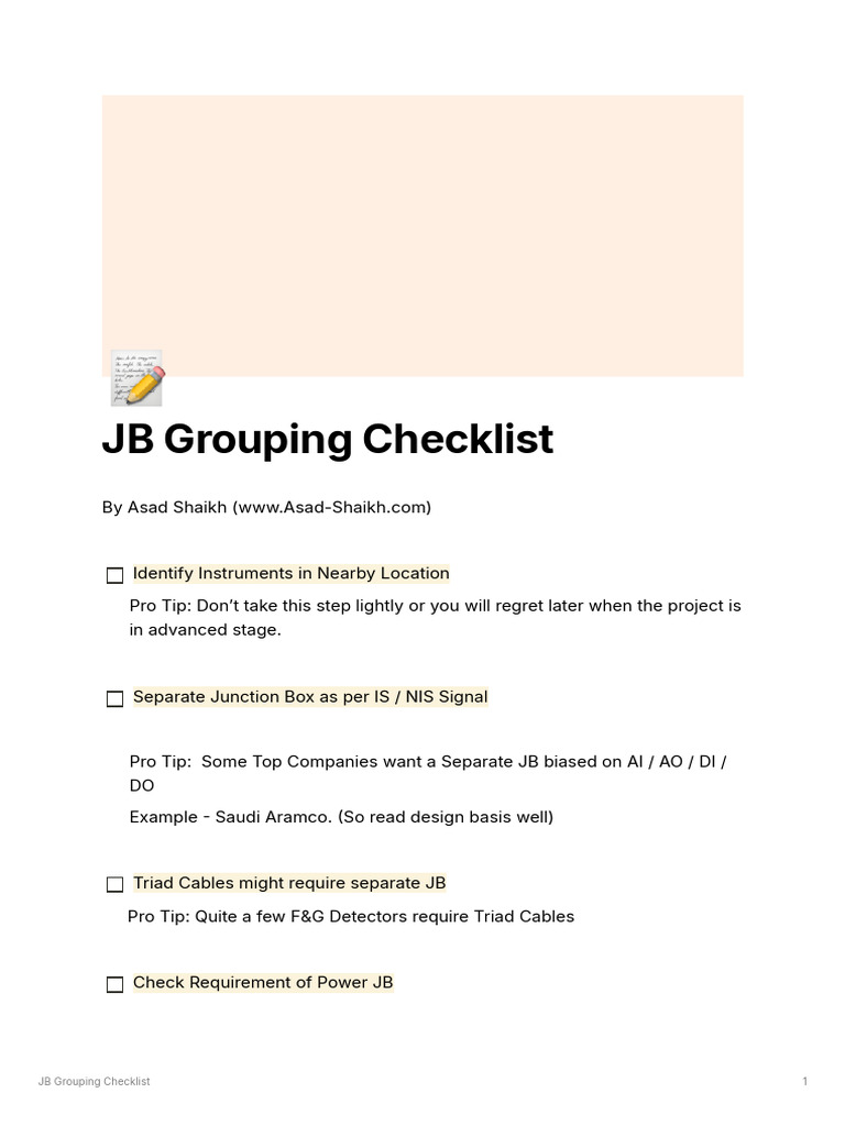 Junction Box Grouping Checklist | PDF