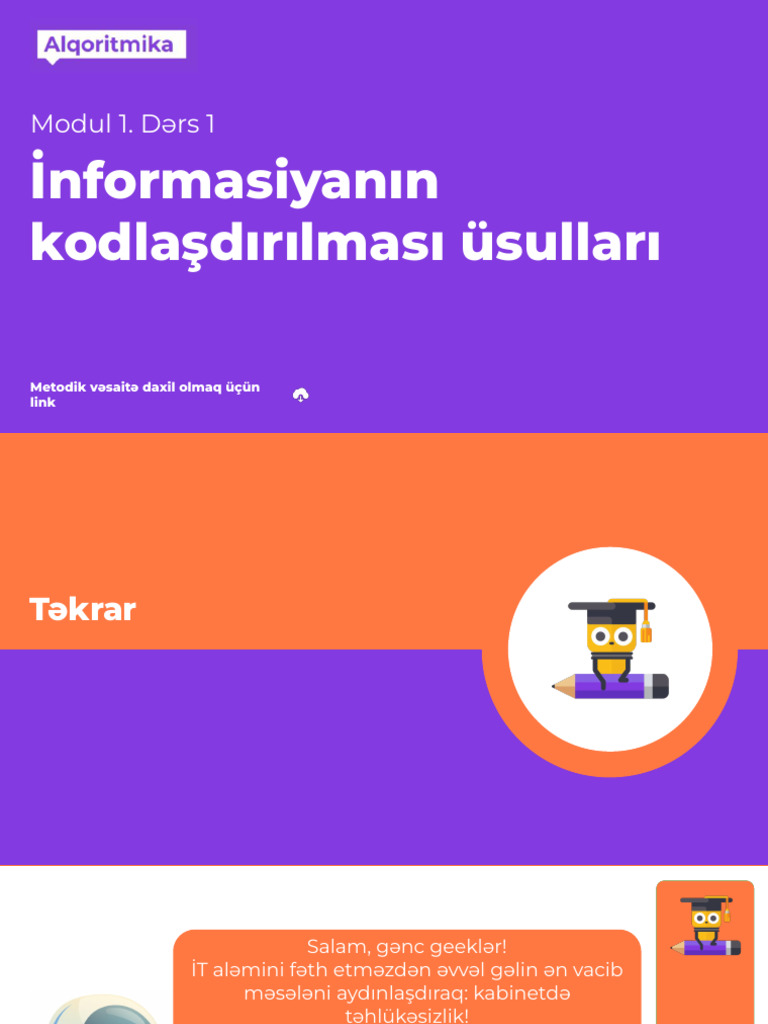 K6 M1D1 (1) İnformasiyanın Kodlaşdırılması Üsulları | PDF