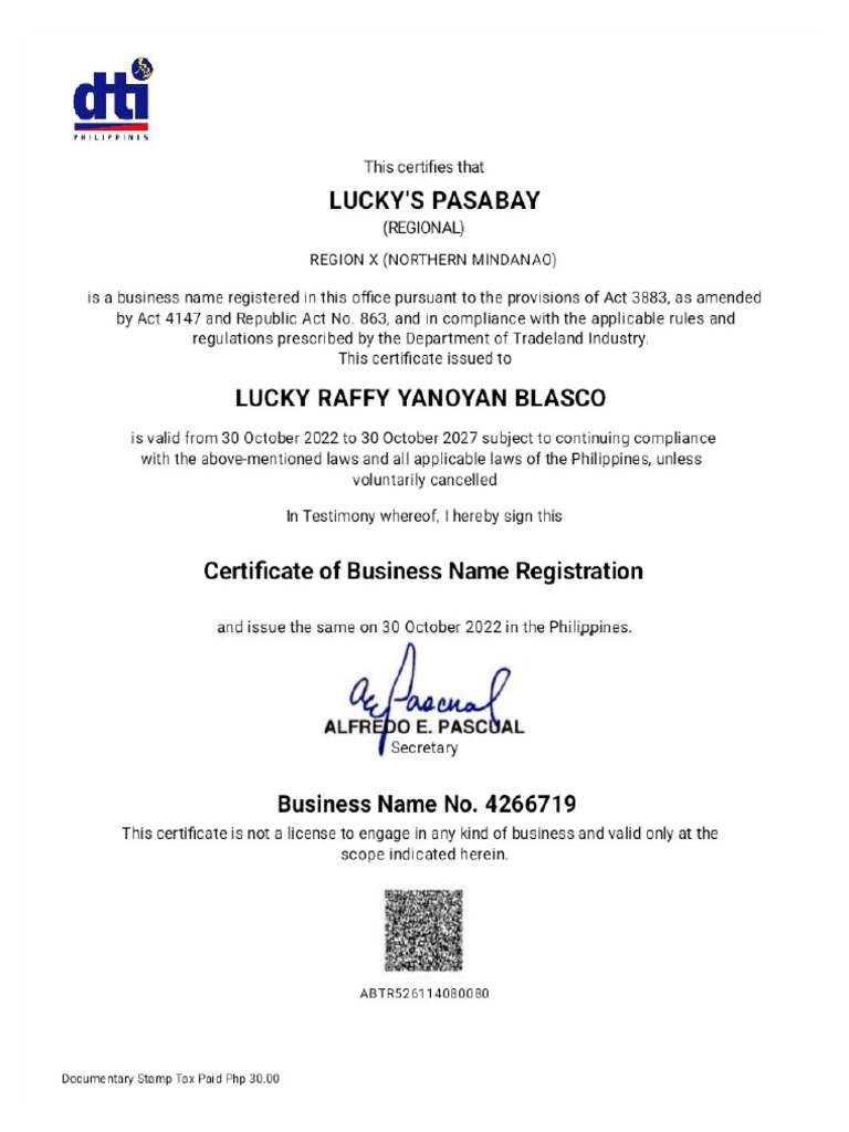 Business Permit Dti | PDF
