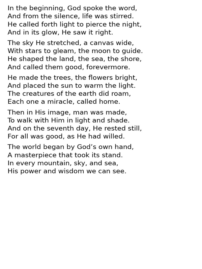 Go Creation Poem | PDF