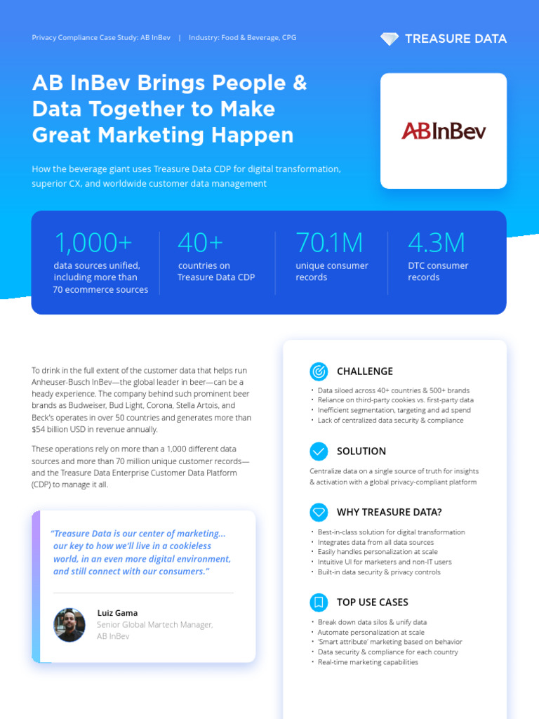 Abinbev Case Study Aws Treasure Data CDP | PDF