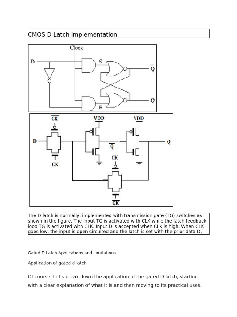 CMOS D Latch Design and Applications | PDF | Logic Gate | Digital ...