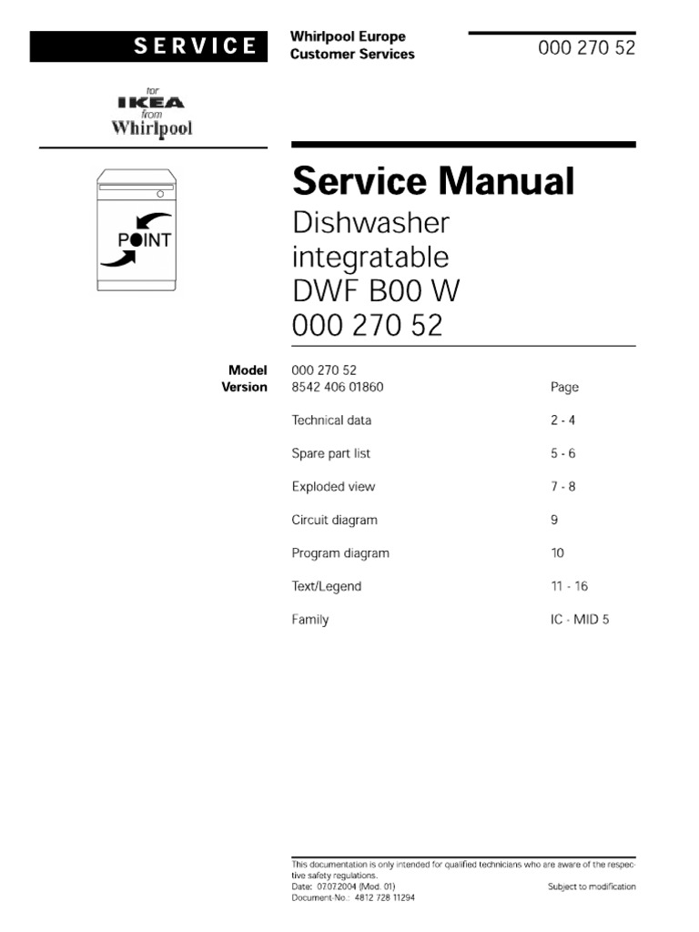 Whirlpool DWH b00 Manual | PDF