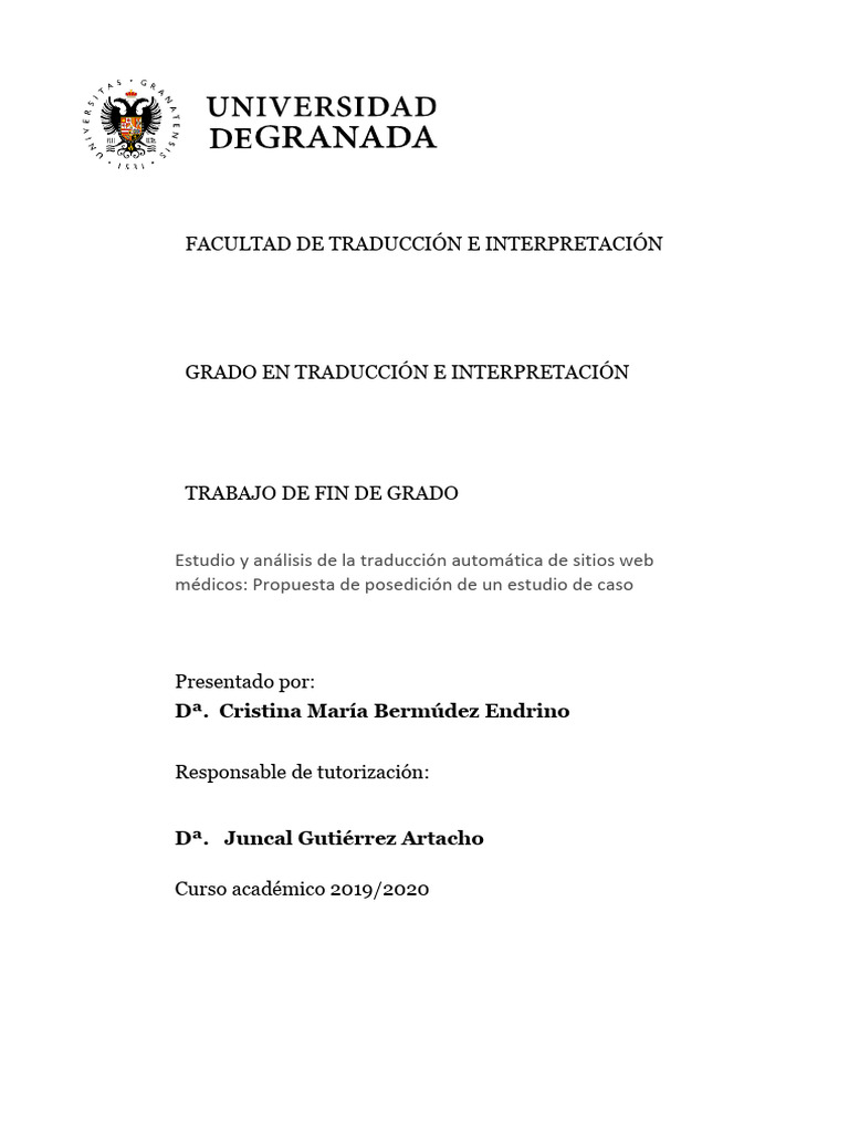 TFG-Cristina María Bermú... TA | PDF | Traducciones | Interpretación ...