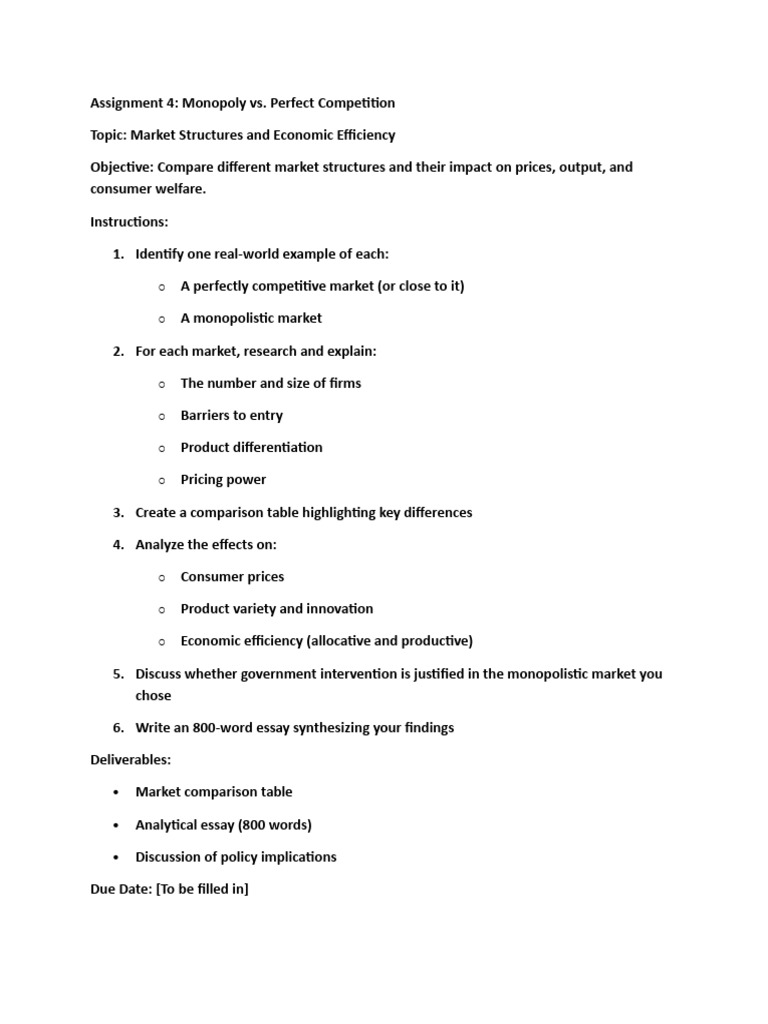 Assignment 4-Monopoly vs. Perfect Competition | PDF