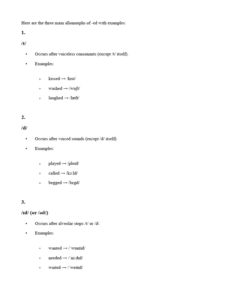 Allomorphs - Examples | PDF