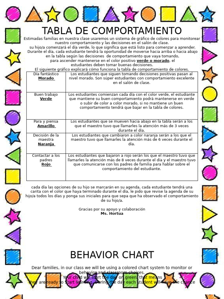 Behavior Chart - Comportamiento Colores Tabla | PDF | Arco iris | Color