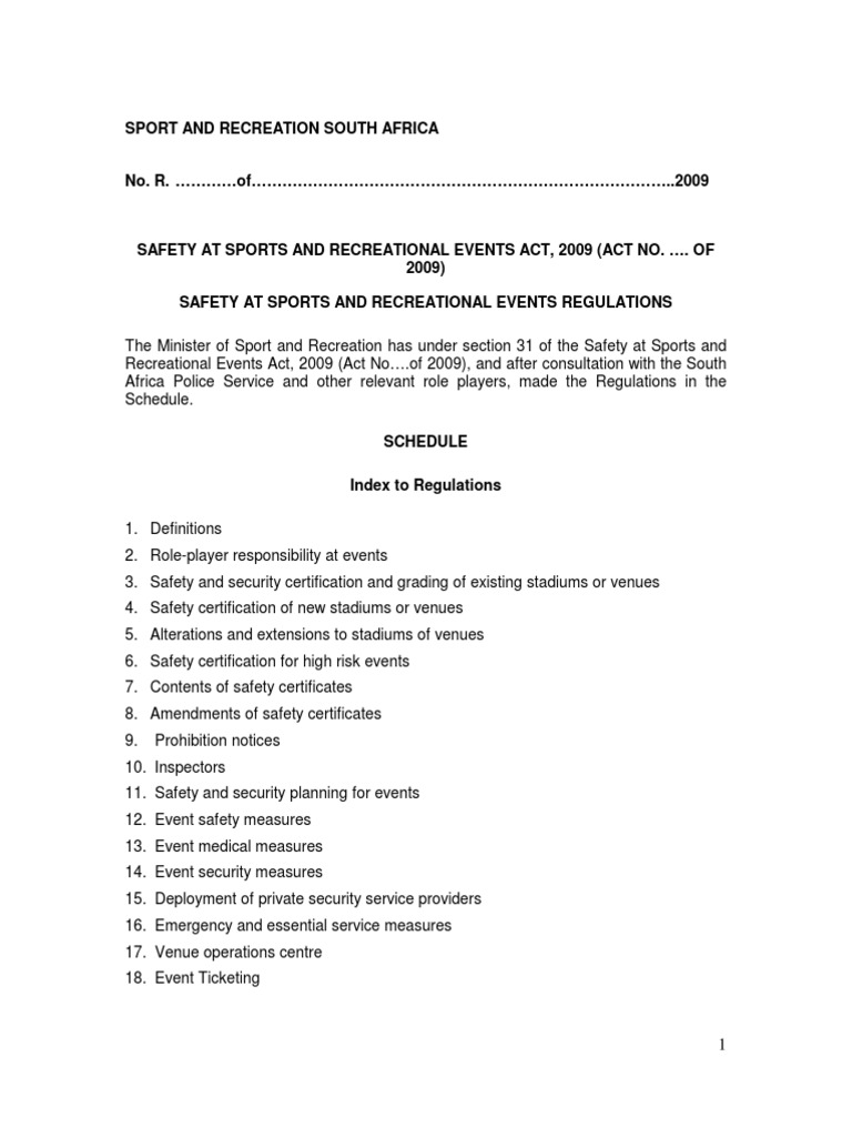 Safety Regulations for Sports Events | PDF | Security Guard | Stadium