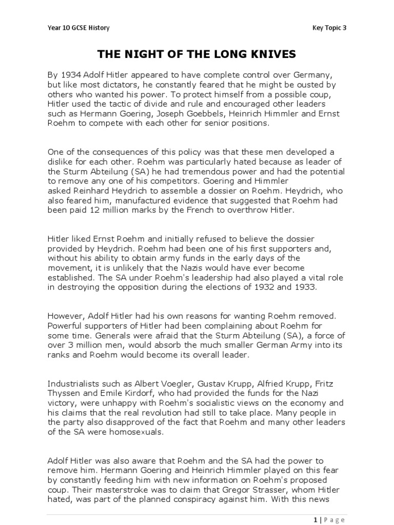 The Night of The Long Knives | PDF | Adolf Hitler | Heinrich Himmler