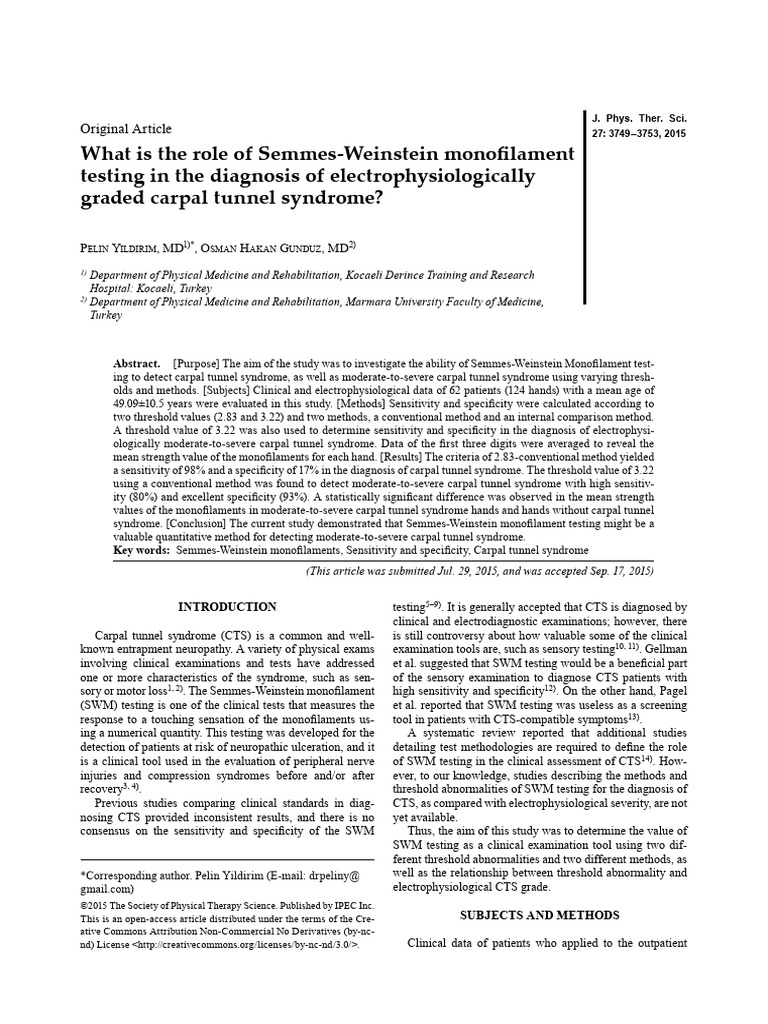 What Is The Role of Semmes-Weinstein Monofilament Testing | PDF ...