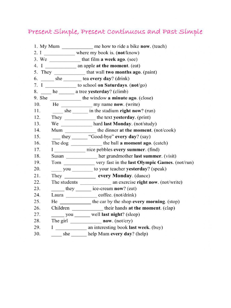 Present Simple, Present Continuous and Past Simple | PDF