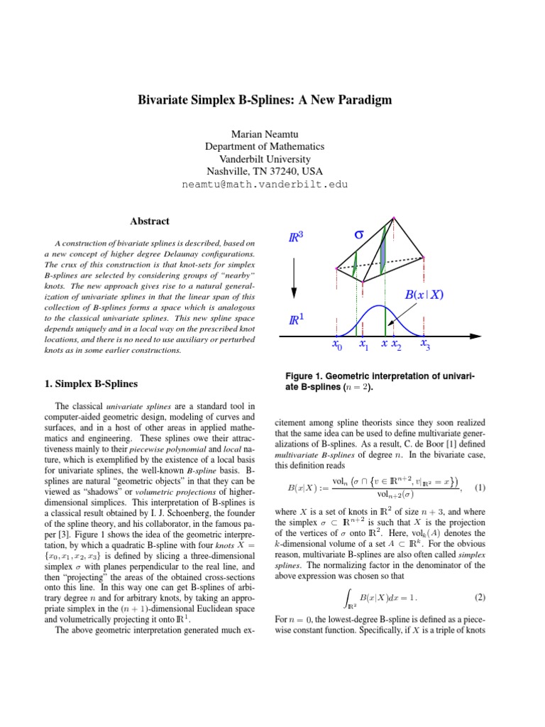 Bivariate Simplex B-Splines: A New Paradigm | PDF | Geometry | Space