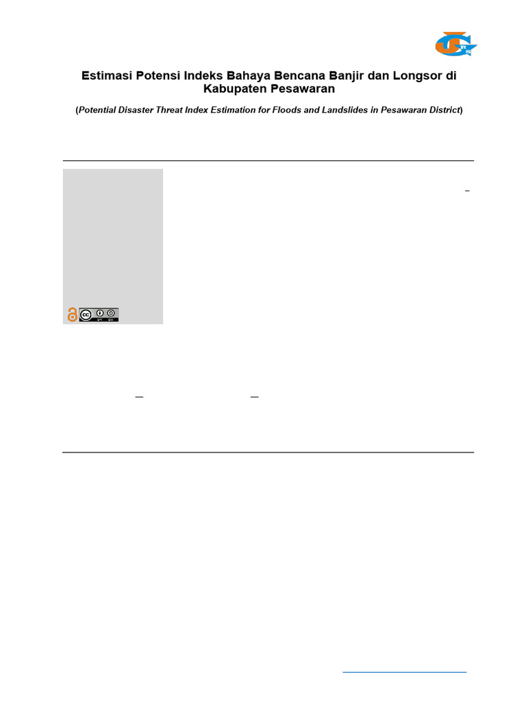 Estimasi Potensi Indeks Bahaya Bencana Banjir Dan Longsor Di Kabupaten ...