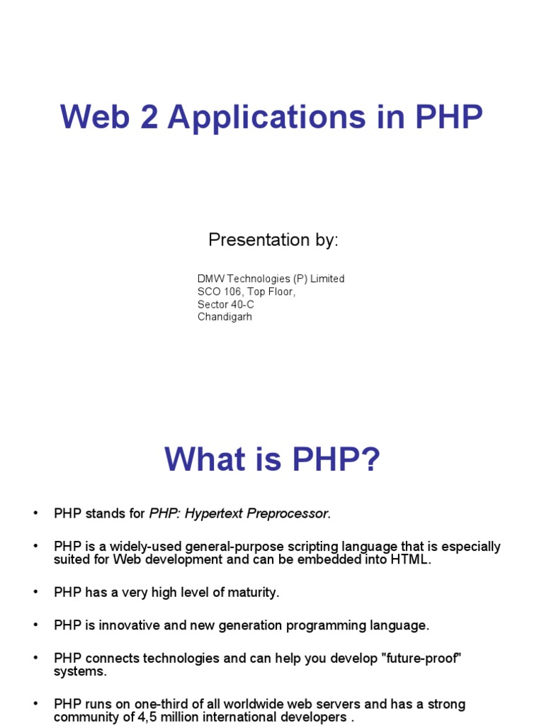 Web 2 Applications in PHP | PDF | Php | Computer Programming