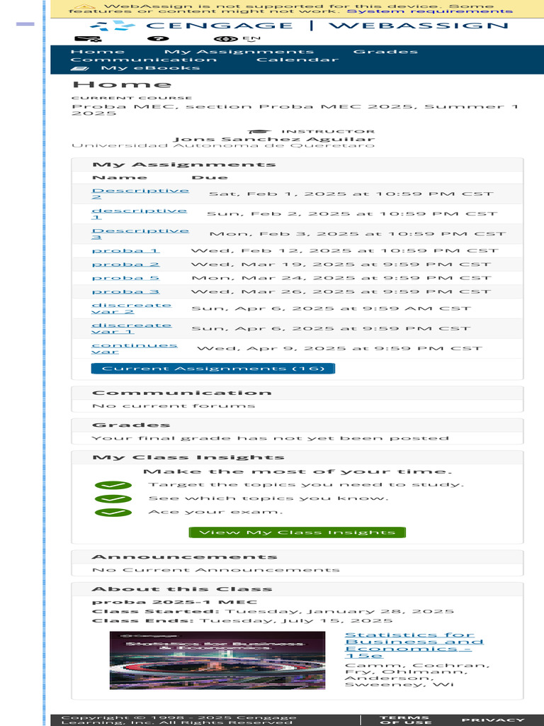 Proba MEC, Section Proba MEC 2025, Summer 1 2025 - Home WebAssign | PDF