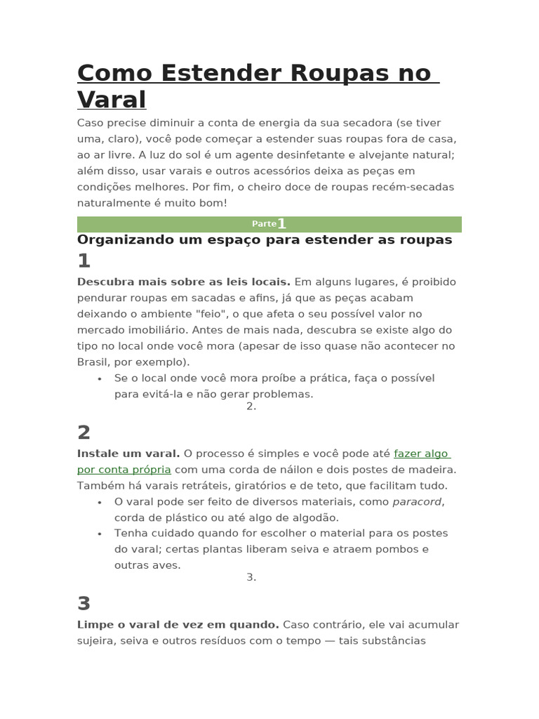 Como Estender Roupas No Varal | PDF | Roupas | Plástico