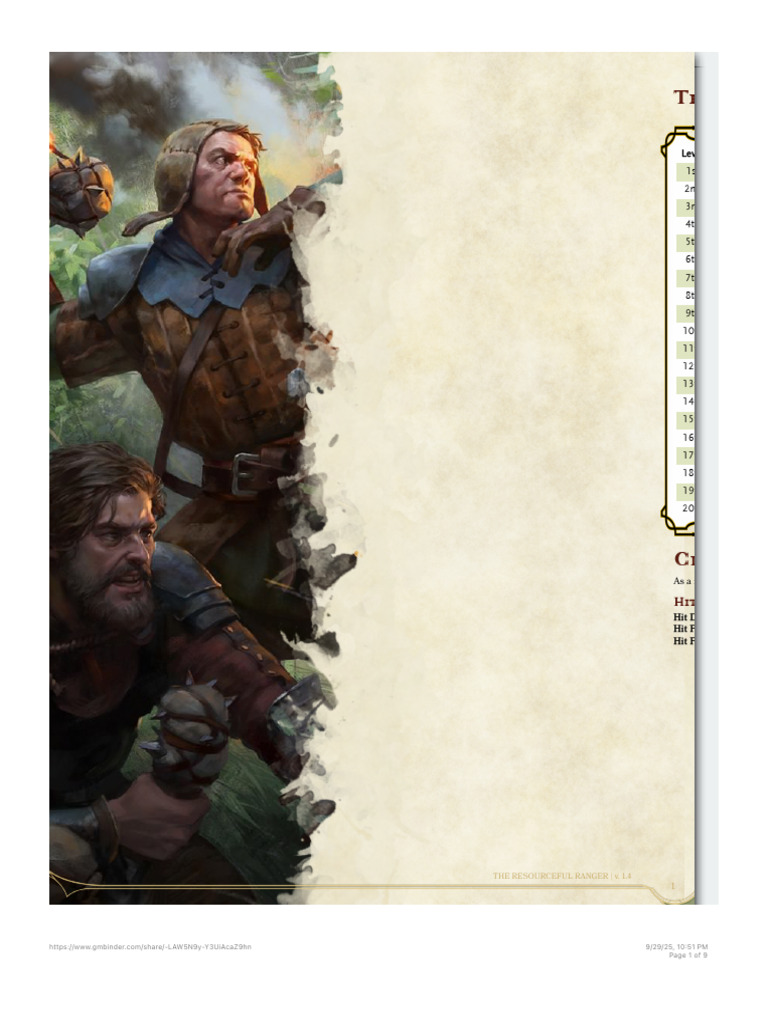 Resourceful Ranger Class Guide | PDF