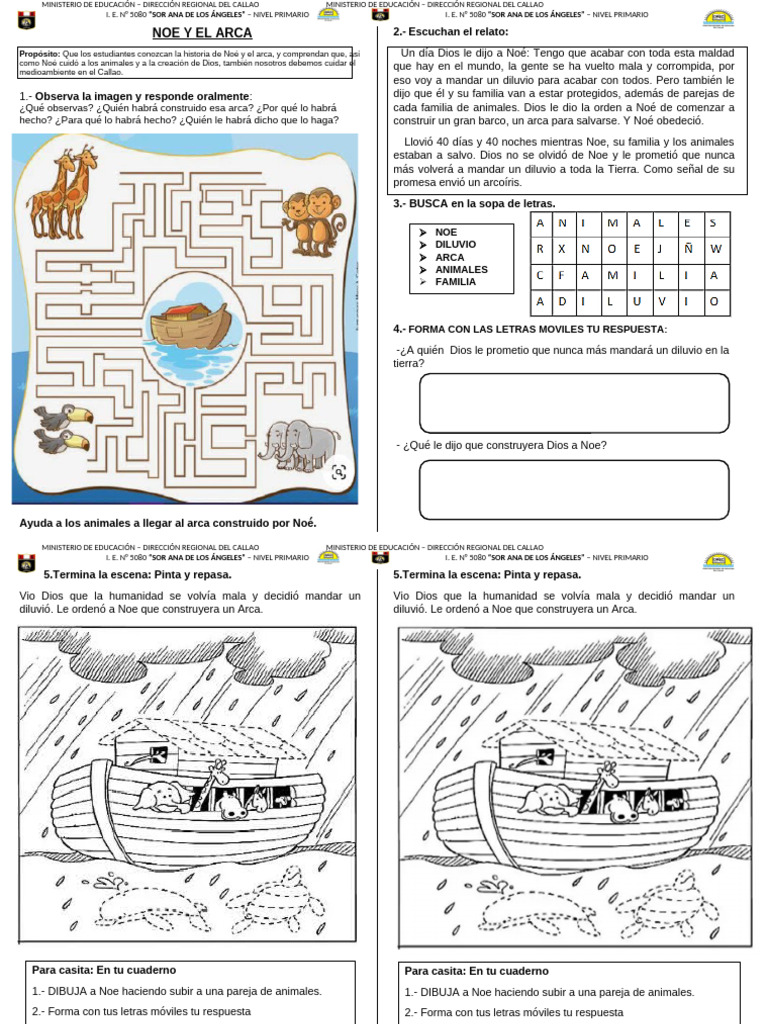 El Arca de Noé - Ficha | PDF | Arca de Noé | Mito de la inundación