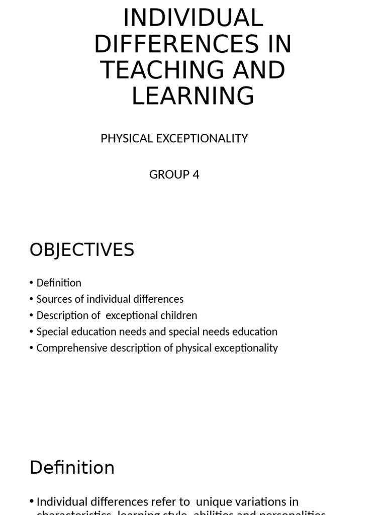 Individual Differences in Teaching and Learning | PDF