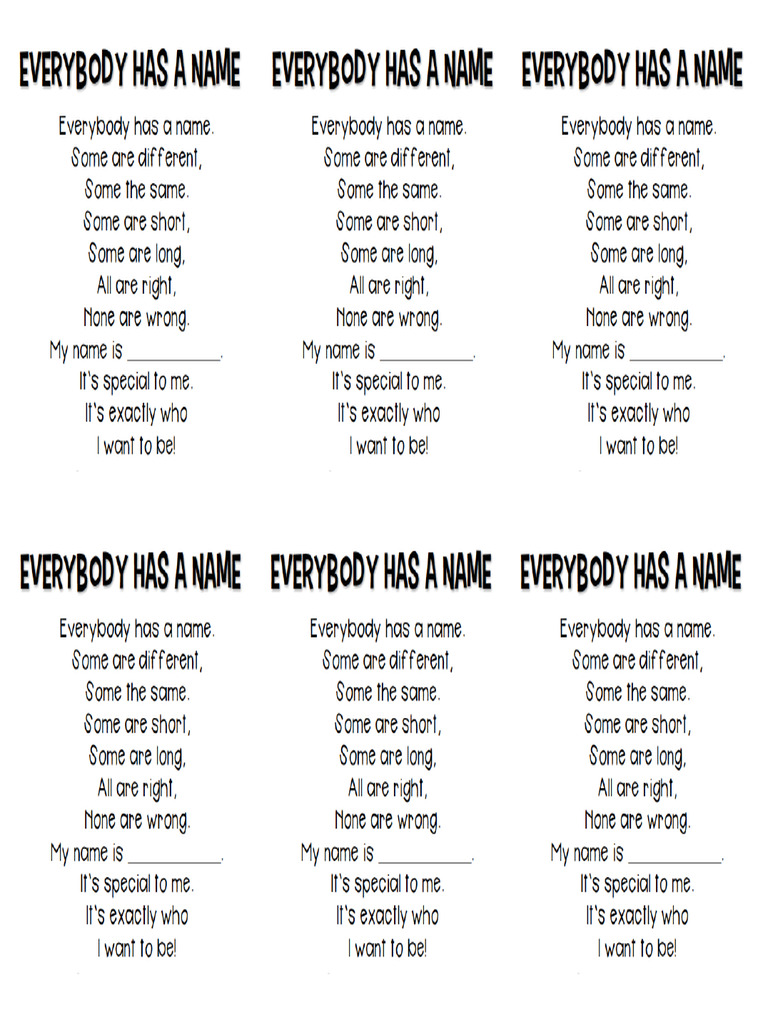 POEM - Everybody Has A Name | PDF