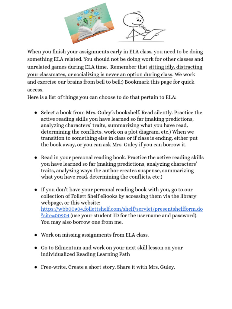 May-Do List 7th Grade ELA | PDF | Cognition | Learning